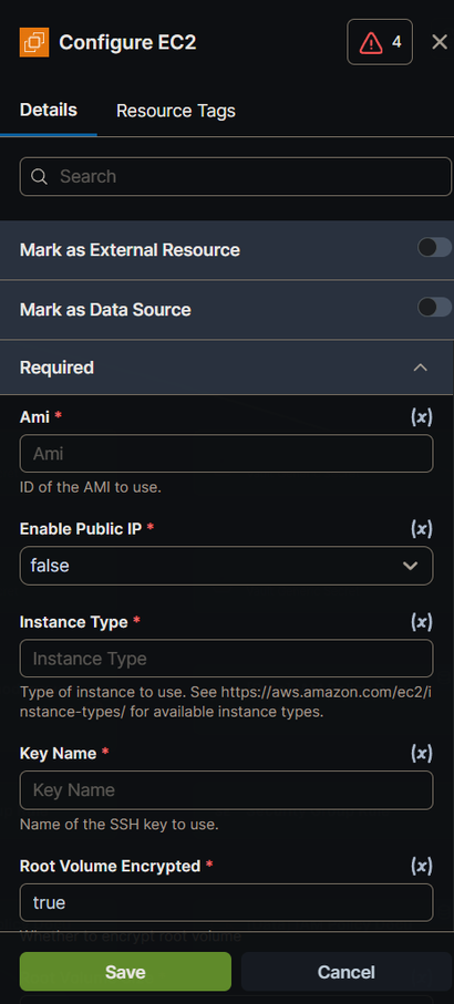 Configure a Resource | StackGen User Guide
